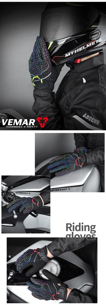 Găng Tay Biker Phản Quang Gù Cứng, Ngón Cảm ứng Cao Cấp – VEMAR VE17