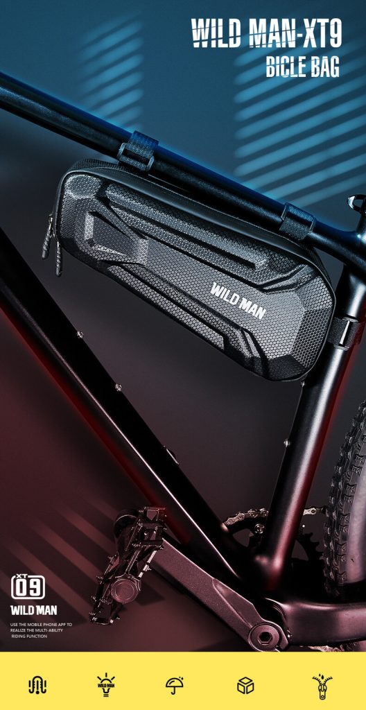Túi Treo Khung Xe đạp Vỏ Cứng, Chống Thấm Nước - 1.8L - WILD MAN XT9