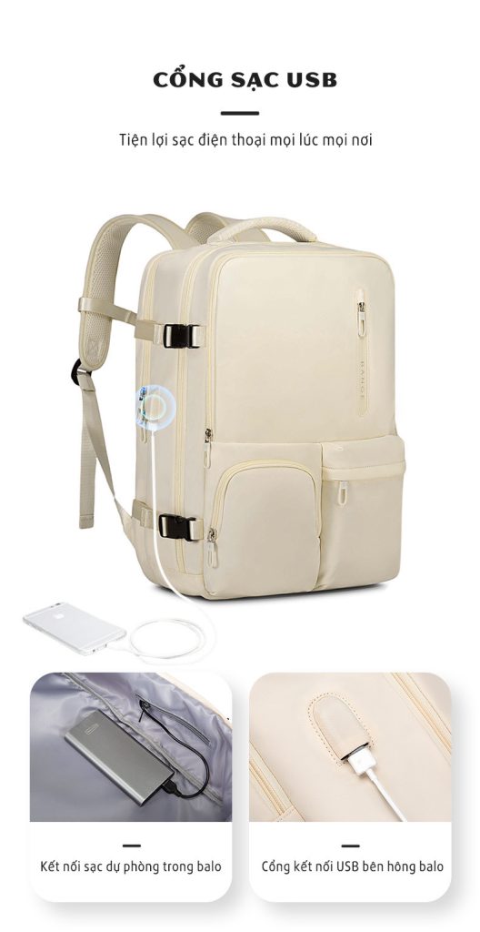 Balo Du Lịch Nữ Thể Tích Lớn, Nhiều Ngăn Tiện ích 15.6 Inch - BANGE 1800