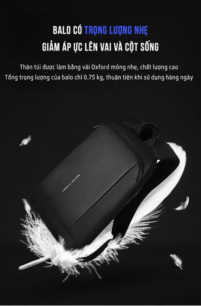 Balo Laptop Công Sở Cao Cấp, Mỏng Nhẹ 14/15.6 Inch - Mark Ryden MR9813